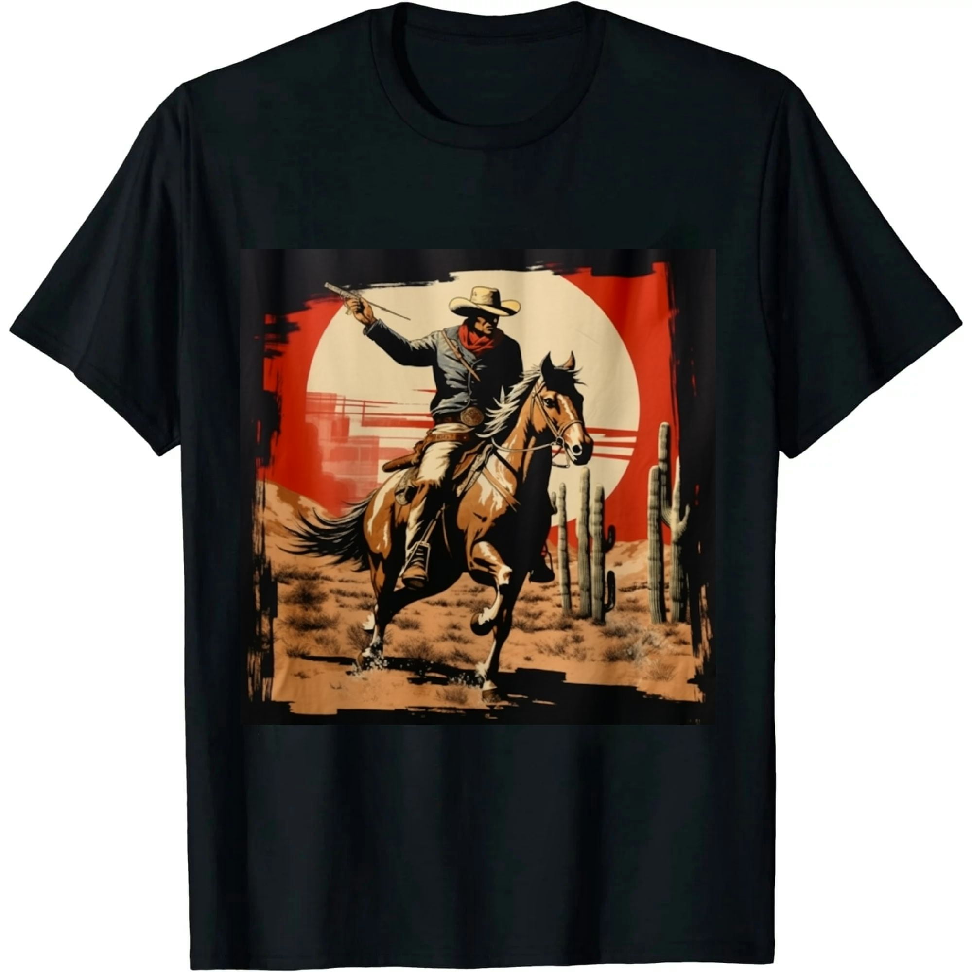 ARISTURING Retro Horse Riding Western Cowboy T-Shirt - Walmart.com