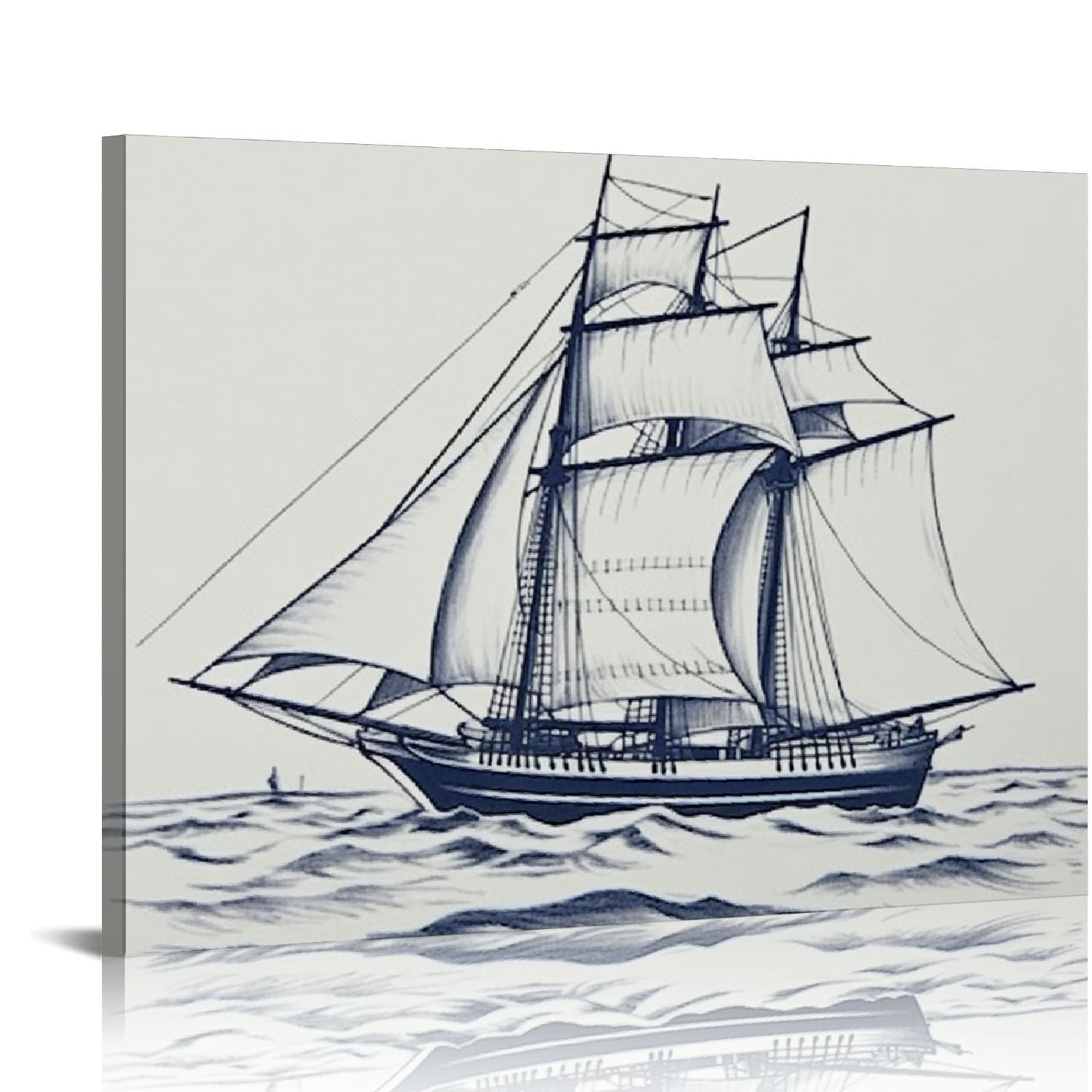 ARISTURING Retro Nautical Sailboat Sailing Ship Sketch Canvas Wall Art ...