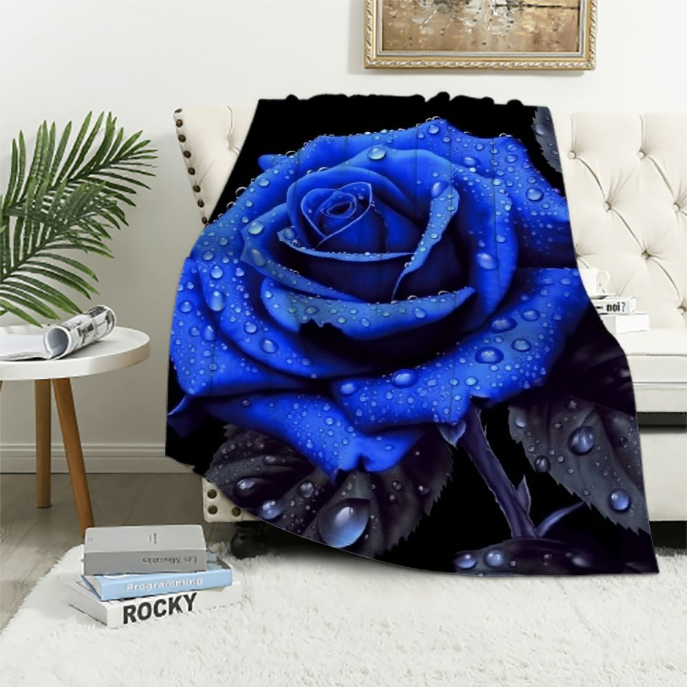 ARISTURING Rose Flower Blanket Throw,Blue Romantic Rose Blanket for ...
