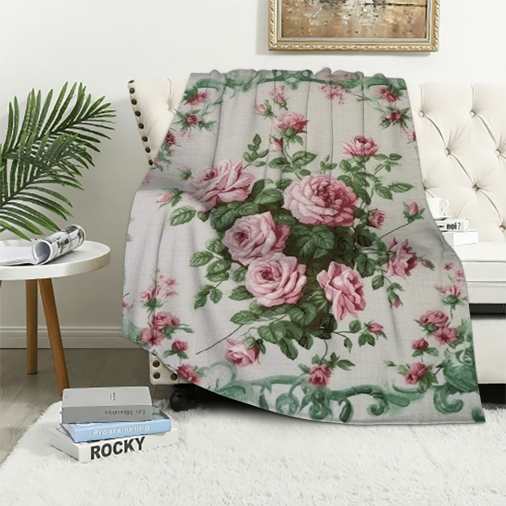 ARISTURING Rose Woven Throw Blanket Wall Hanging Art Handicrafts ...