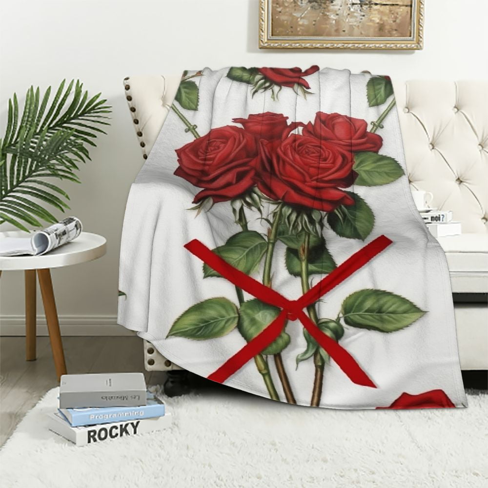 ARISTURING Roses Blankets, Throw Blanket for Couch Sofa Bed, Soft Warm ...