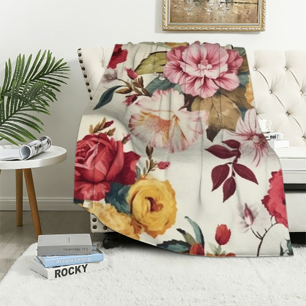 HENGT Roses Watercolor Floral Bed Blanket Ultra Soft Throw Blanket All ...