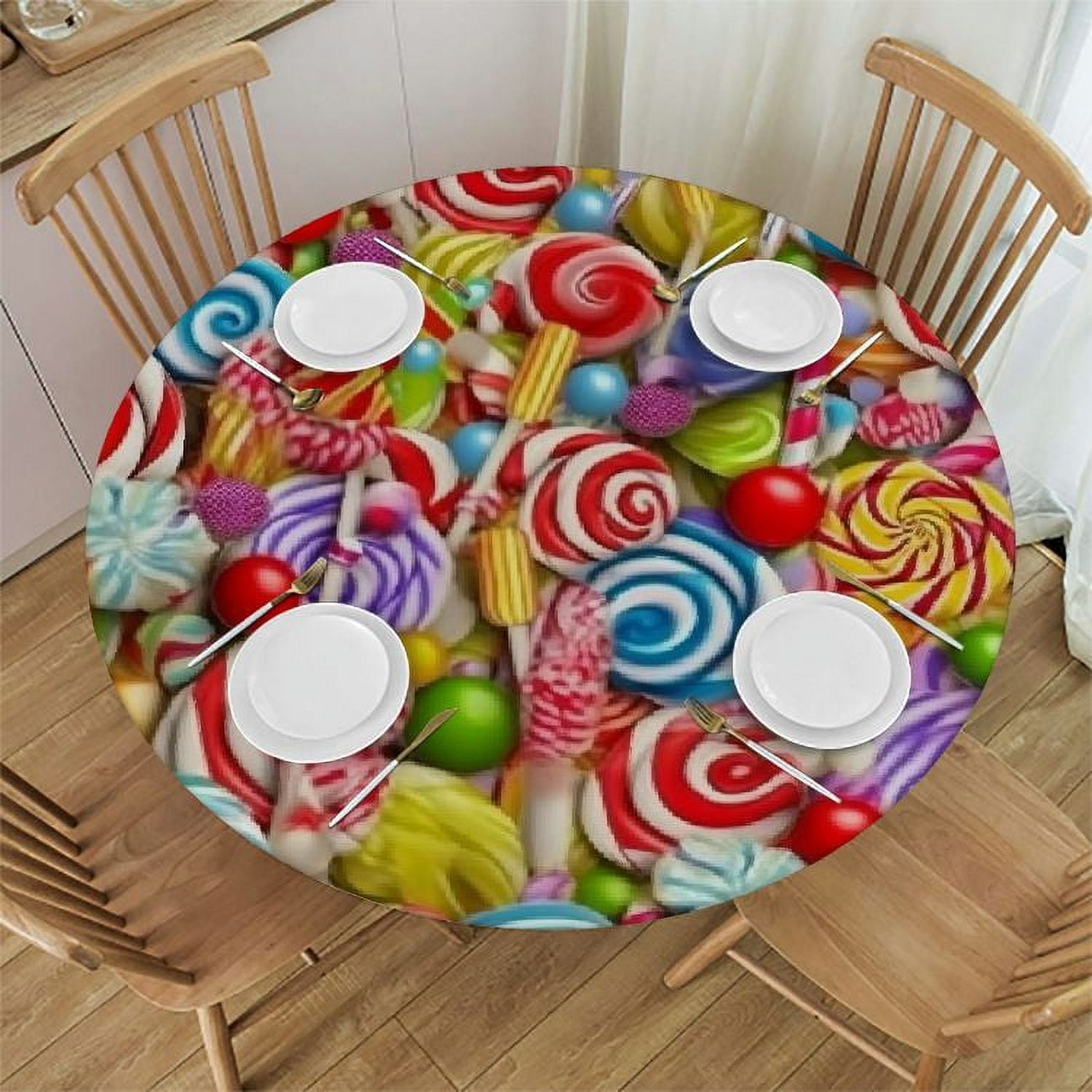 ARISTURING Round Edge Closing Tablecloth, Cartoon Elastic Edged ...