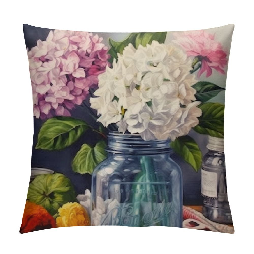 HENGT Rustic Decorative Throw Pillow Covers Plant Floral Hyacinth ...