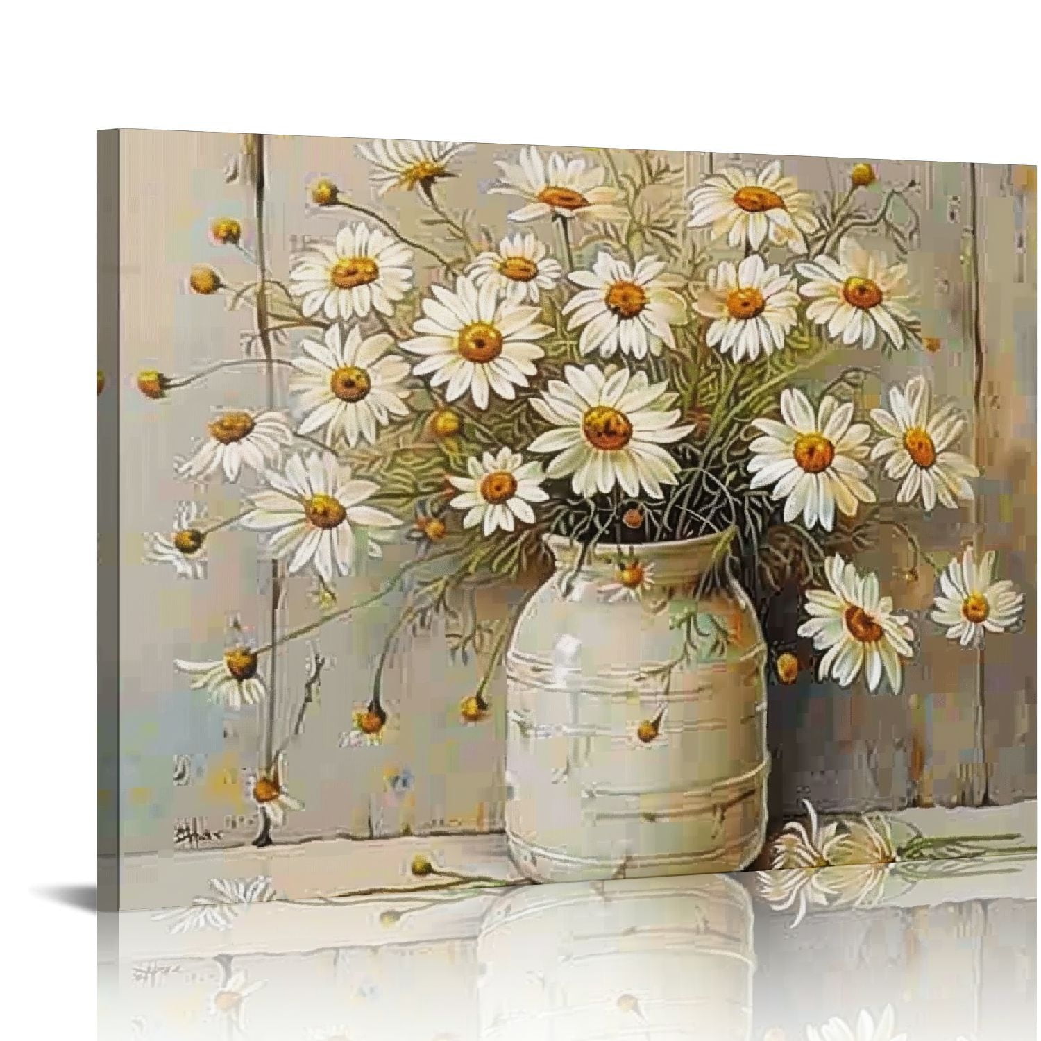 ARISTURING Rustic Farmhouse Daisy Canvas Wall Art Vintage Country ...