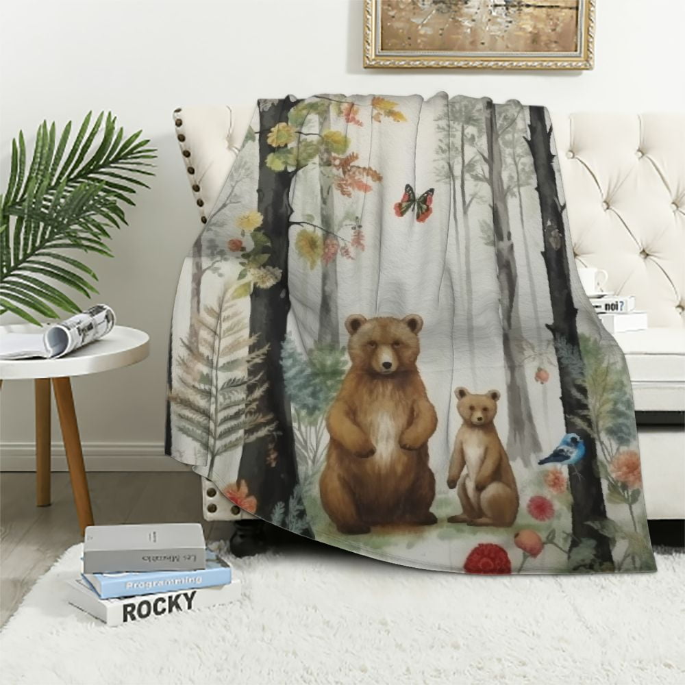 ARISTURING Rustic Forest Throw Blanket, Country Hunting Bear Deer Wild ...