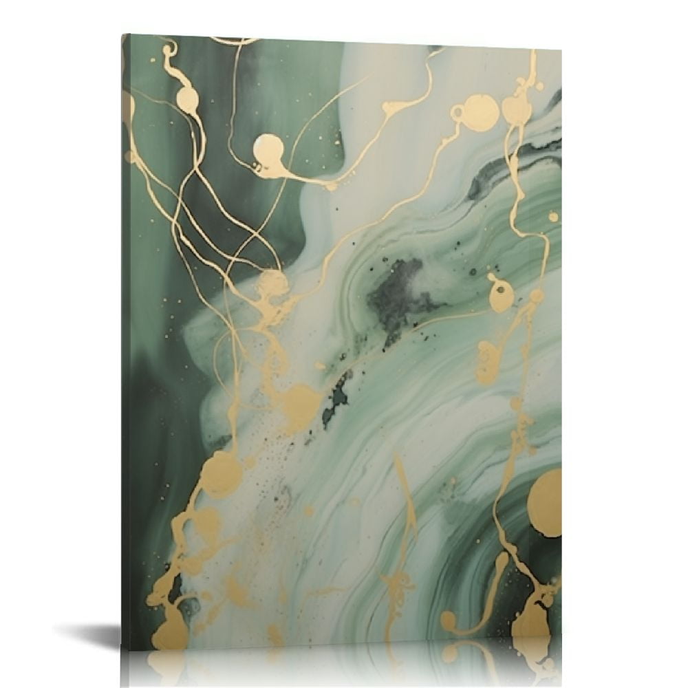 Jiayy Sage Green Decor Abstract Wall Art Canvas Prints Emerald Green ...