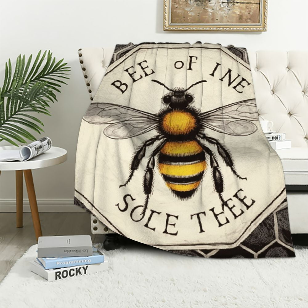 ARISTURING Save The Bees Blanket - Garden Floral Gift Throw Woven from ...