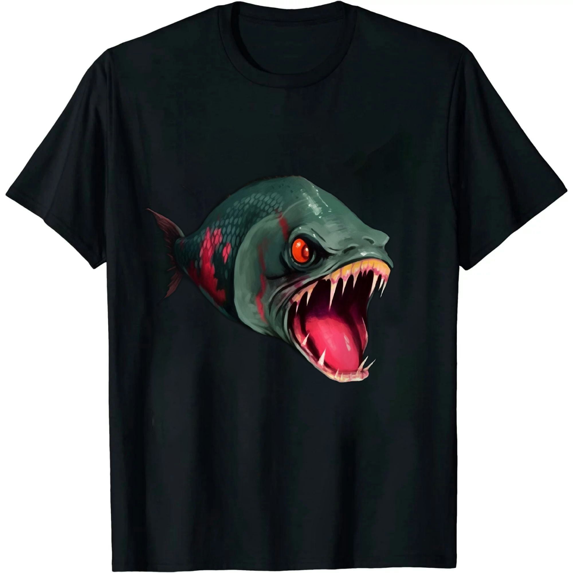 ARISTURING Scary Bloody Fish Zombie Halloween Deep Sea Monster T-Shirt ...