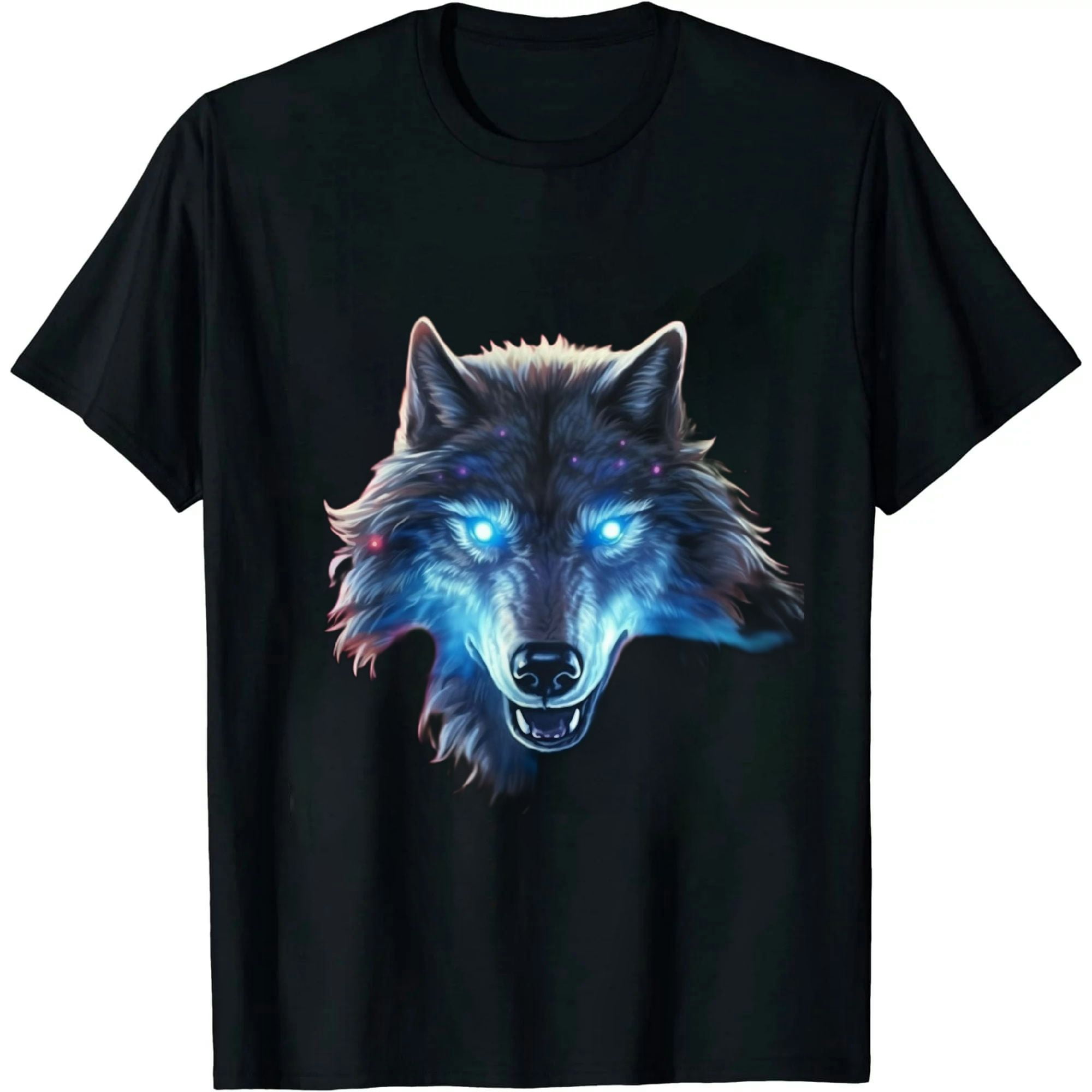 ARISTURING Scary White Wolf in Space Lasers Realistic Animal Print T ...