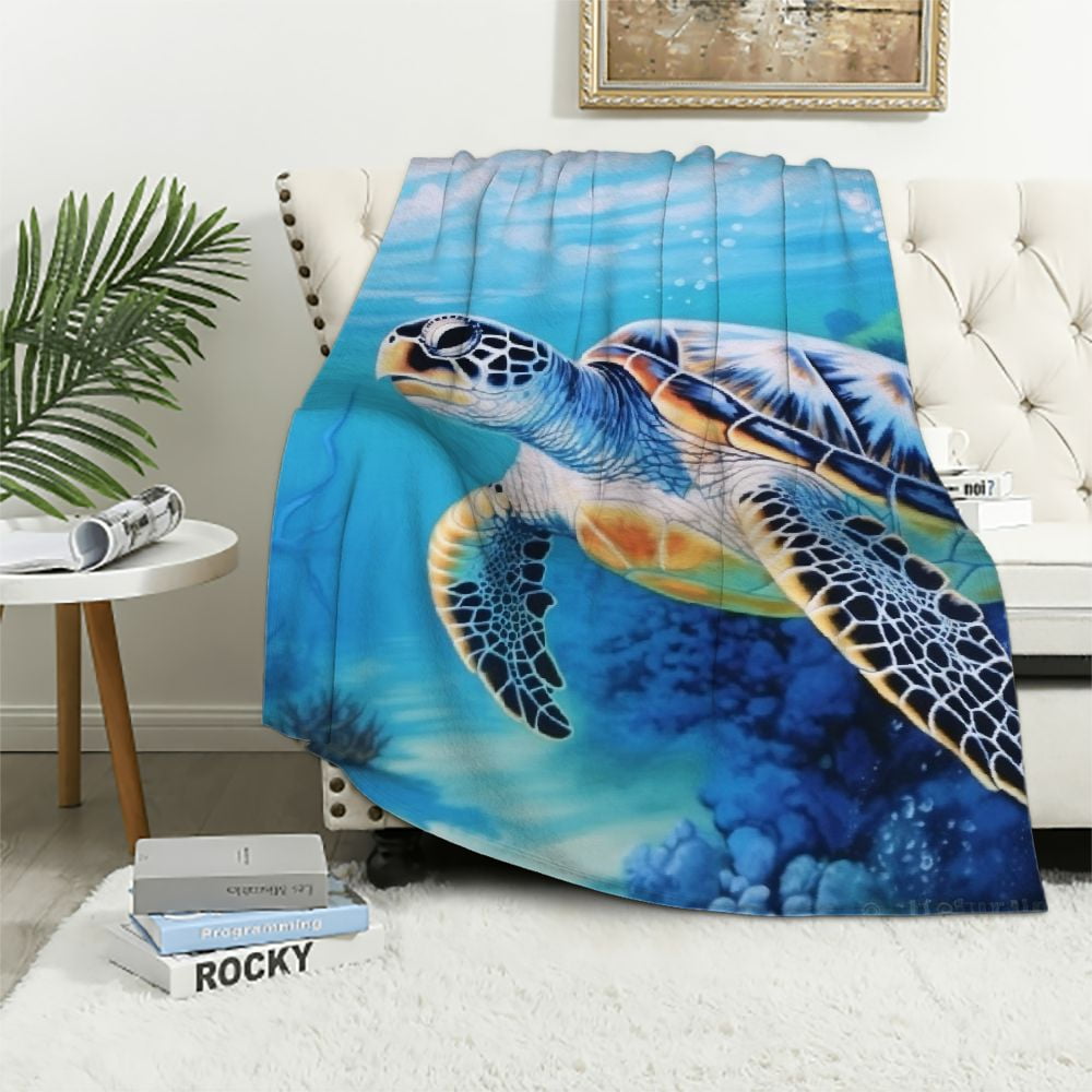 ARISTURING Sea Turtle Blanket Blue Turtle Throw Blanket for Women, Men ...