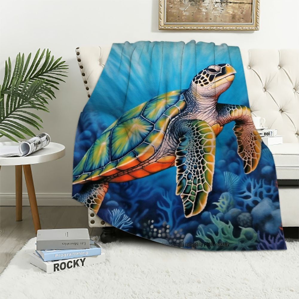 ARISTURING Sea Turtle Blanket Ocean Gifts - Nautical Ocean Animal Theme ...