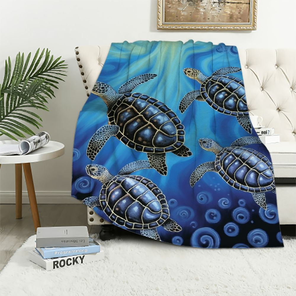 Jiayy Sea Turtle Blanket for Bed, Throw Blanket for Women, Men and Kids ...