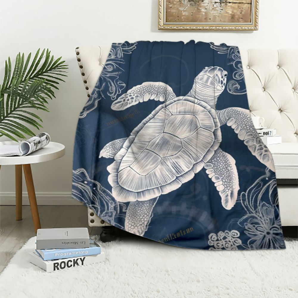 HENGT Sea Turtle Gifts for Women, Sea Turtle Blanket and Throw, Flannel ...