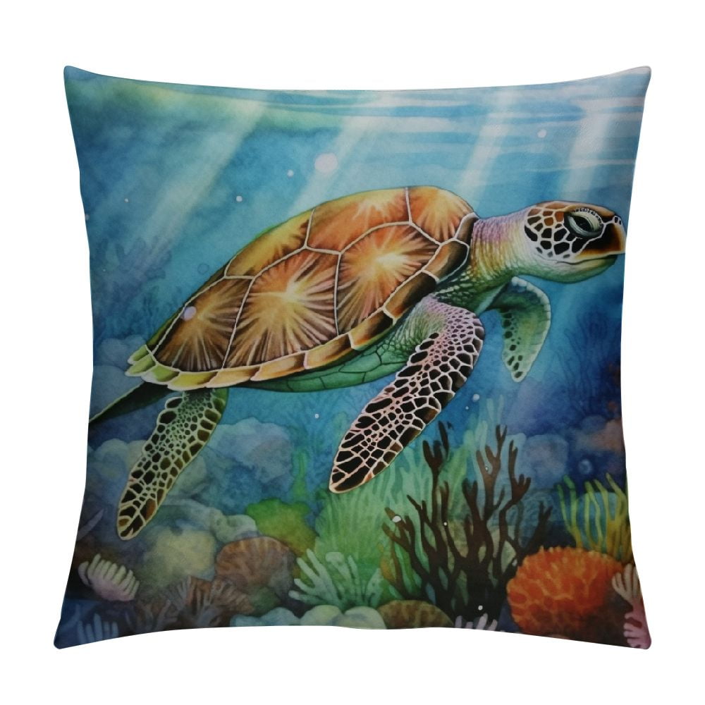 ARISTURING Sea Turtle Lonely Swim Oil Painting in Ocean Decorative ...
