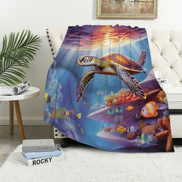 ARISTURING Sea Turtle Throw Blanket Turtle Blanket for Kids Boys Adults ...