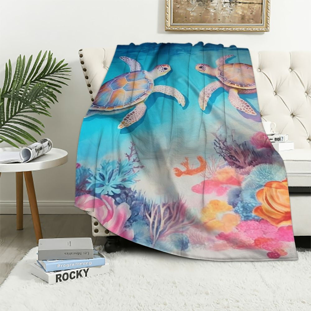 HENGT Sea Turtle Throw Blanket Pink Ocean Turtle Blanket Gifts for ...