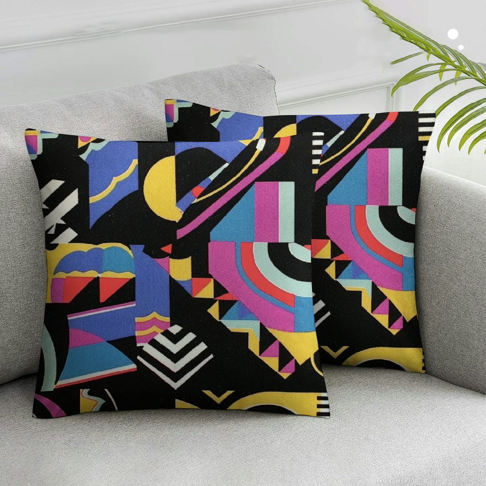 ARISTURING Set of 2 Memphis Throw Pillow Covers Abstract Colorful Dots ...