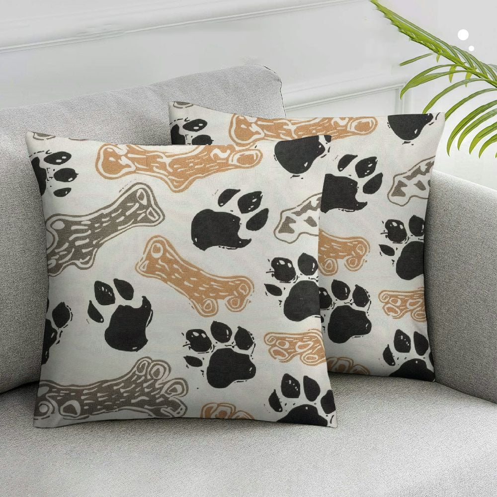 HENGT Set of 2 Pet Dog Pillow Covers,Funny Puppy Paw Prints Throw ...