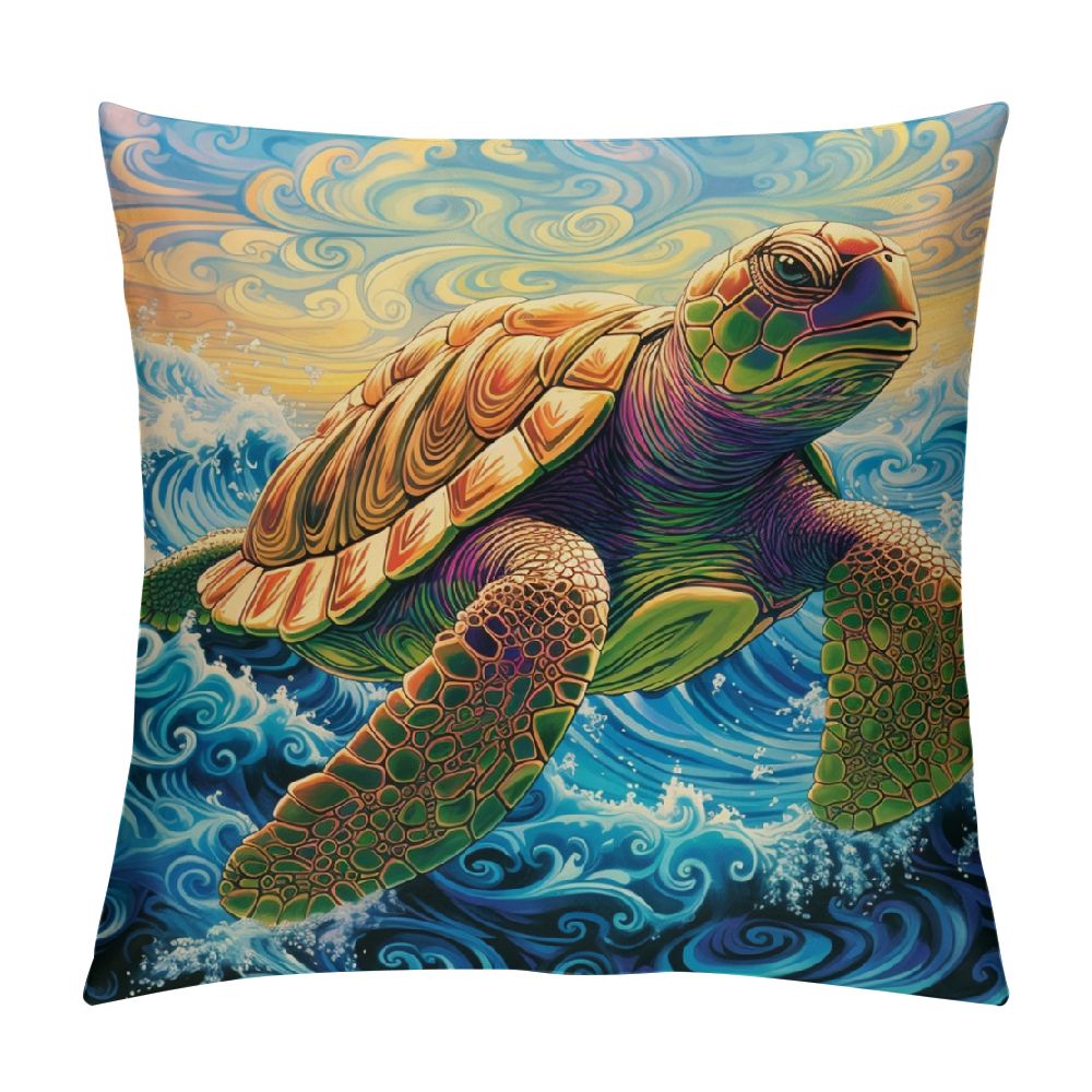 Jiayy Set of Blue Ocean Beach Outdoor Throw Pillow Covers Starfish ...