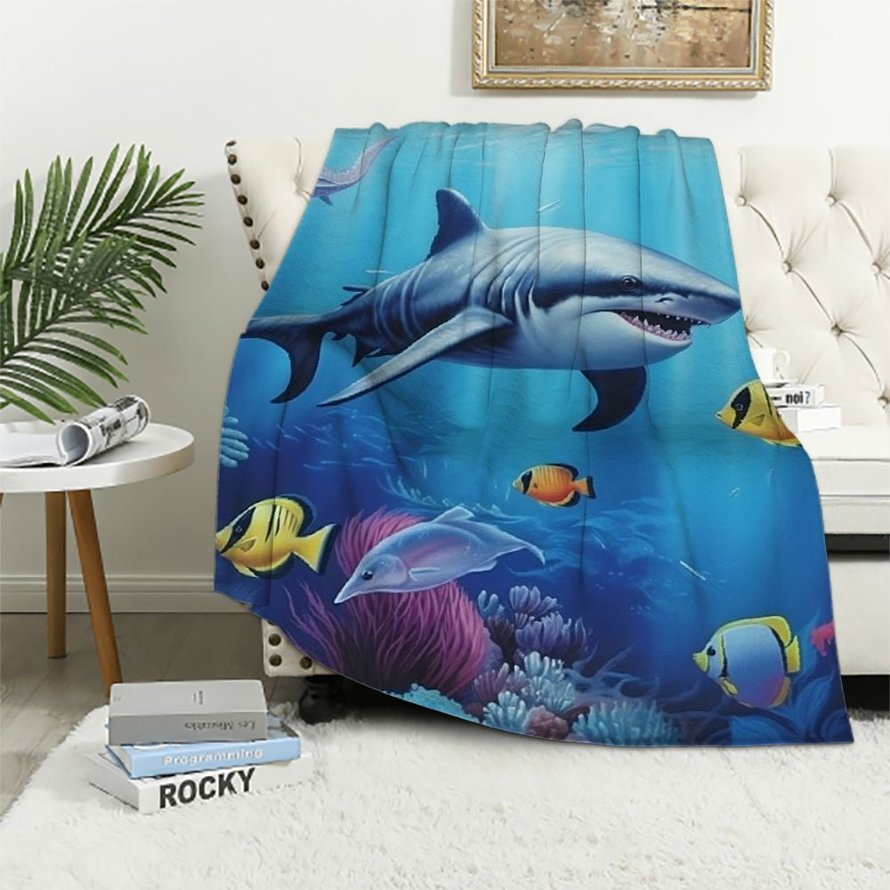ARISTURING Shark Blanket Gift for Boys - Ocean Underwater Animal Fish ...