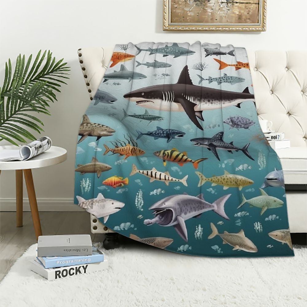 HENGT Shark Blanket Shark Gifts for Kids Shark Lovers Boys Adult Kids ...