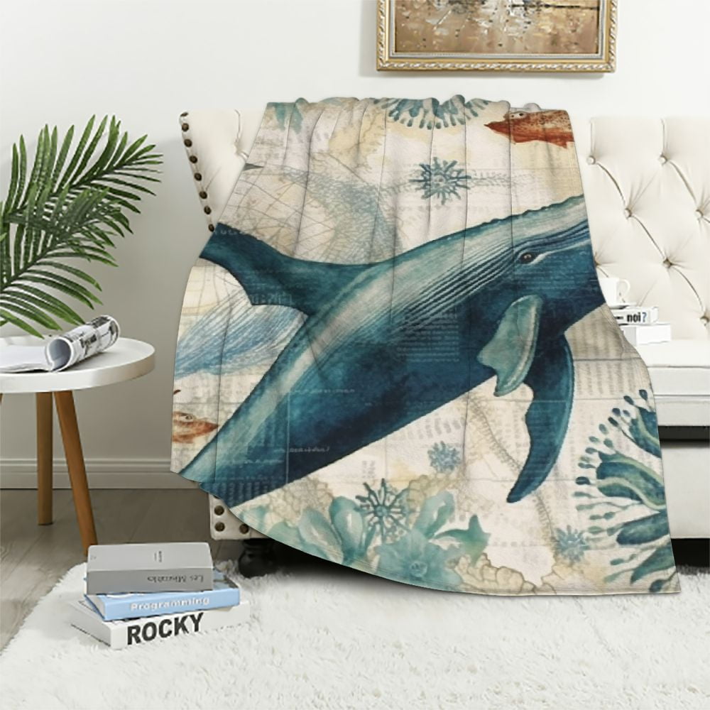 ARISTURING Shark Whale Blanket Ocean Animal Comfort Mediterranean Style ...