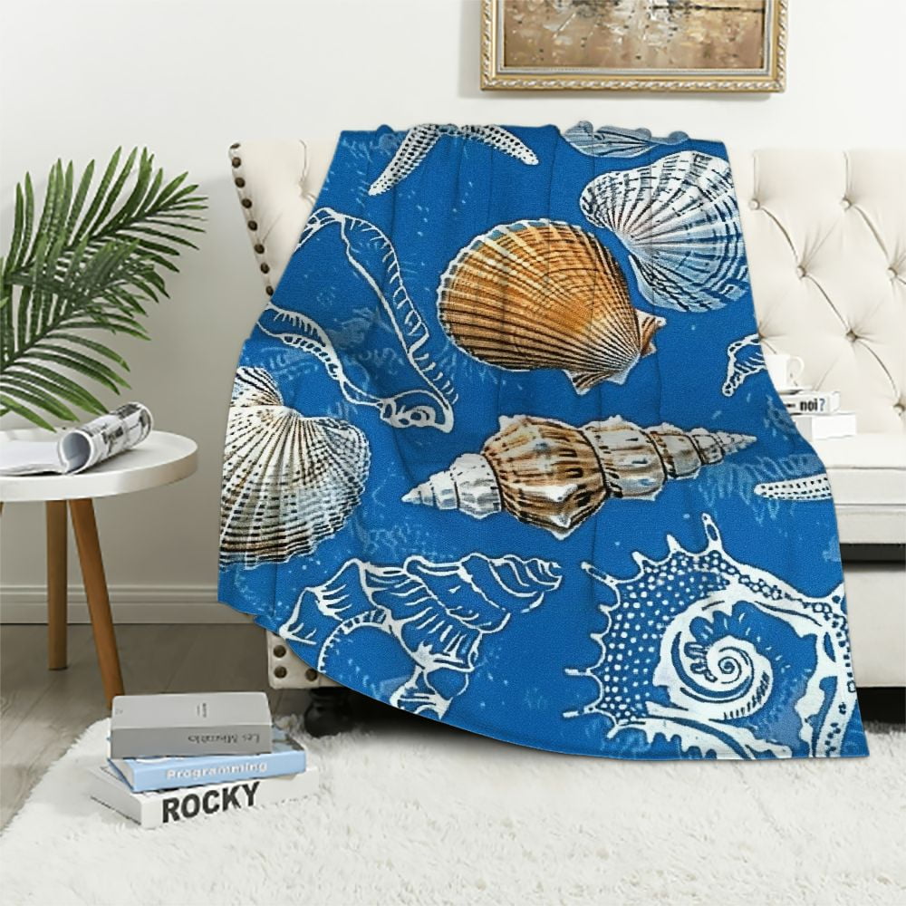 ARISTURING Shells Sea Stars Ocean Flannel Material Blanket for All ...