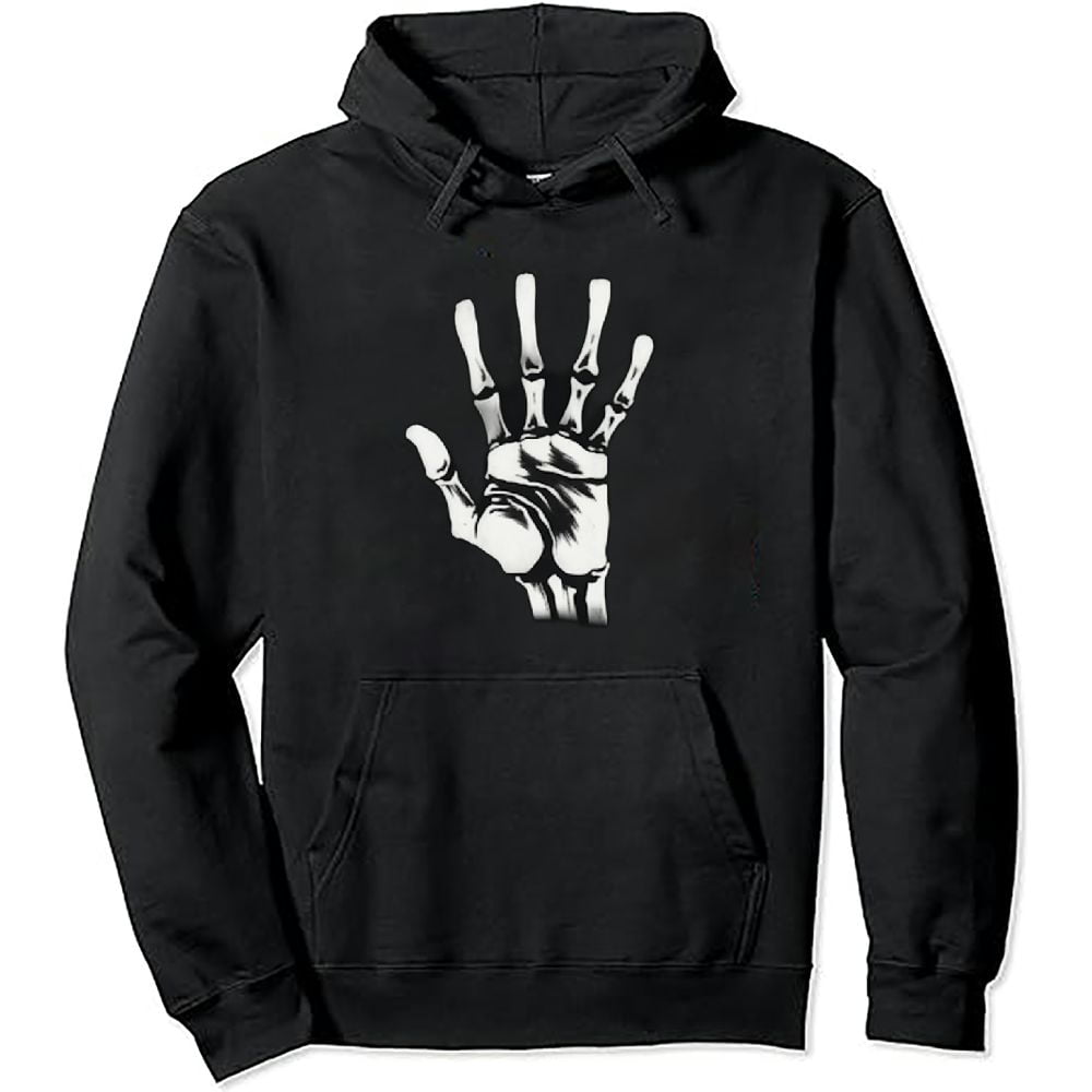 ARISTURING Skeleton Hand Peace Sign Bone Pullover Hoodie - Walmart.com