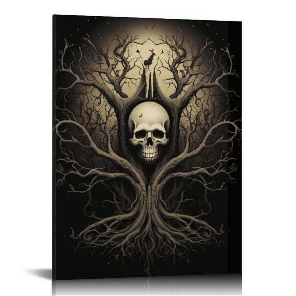 ARISTURING Skeleton Tree Halloween Canvas Wall Art Contemporary Simple ...