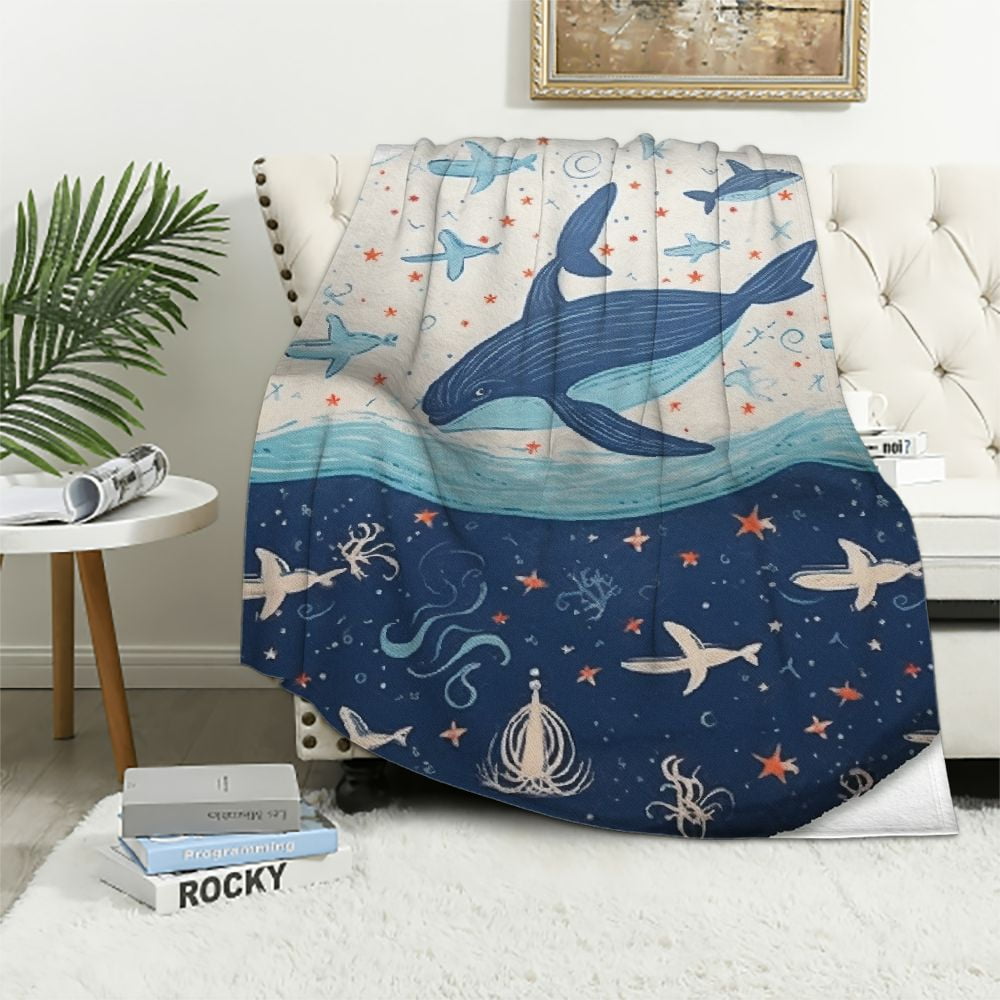 ARISTURING Sleep Whale Seagull Round Blanket for Couch Bed Throw ...