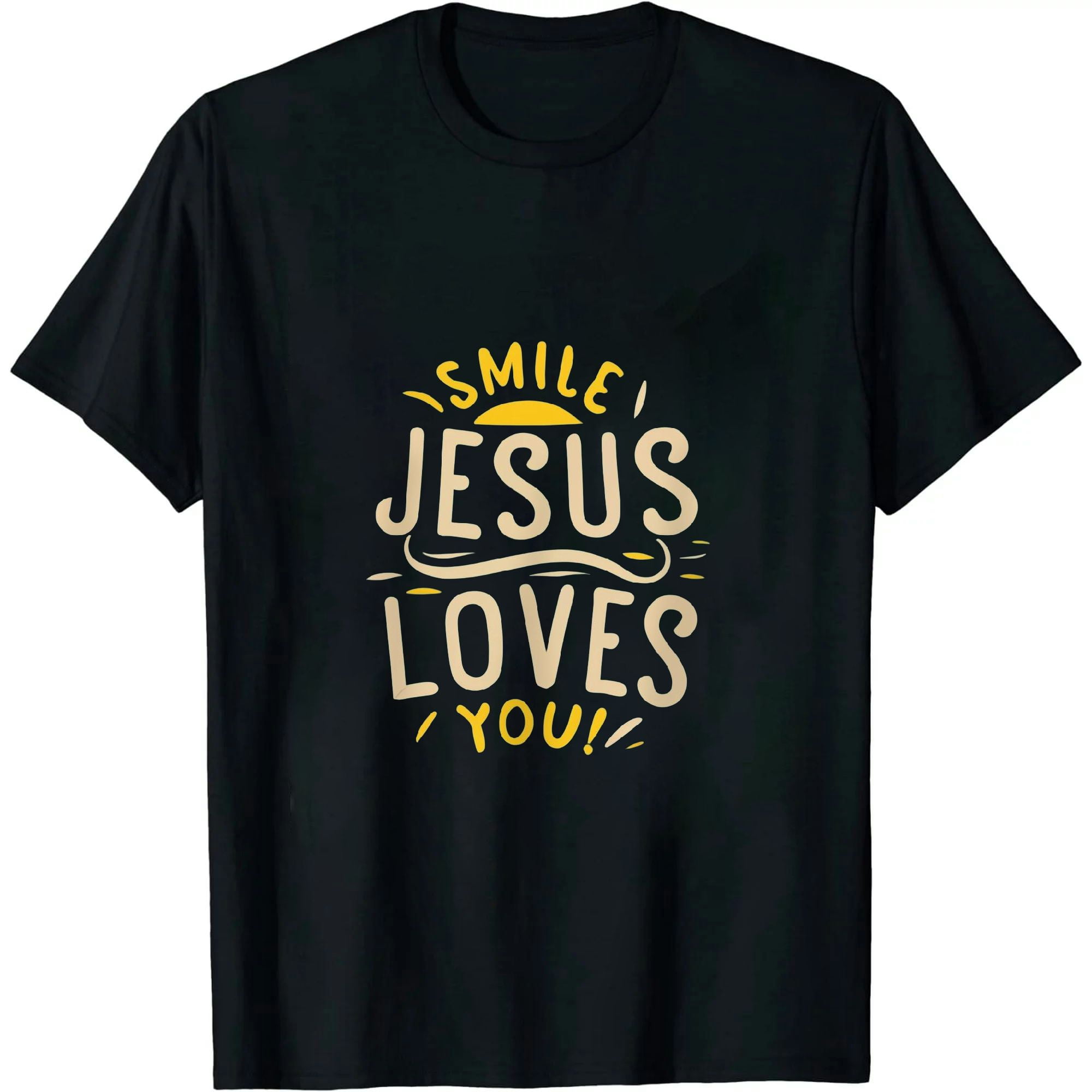 Aristuring Smile Jesus Loves You T Shirt Funny Christian Mens Womens