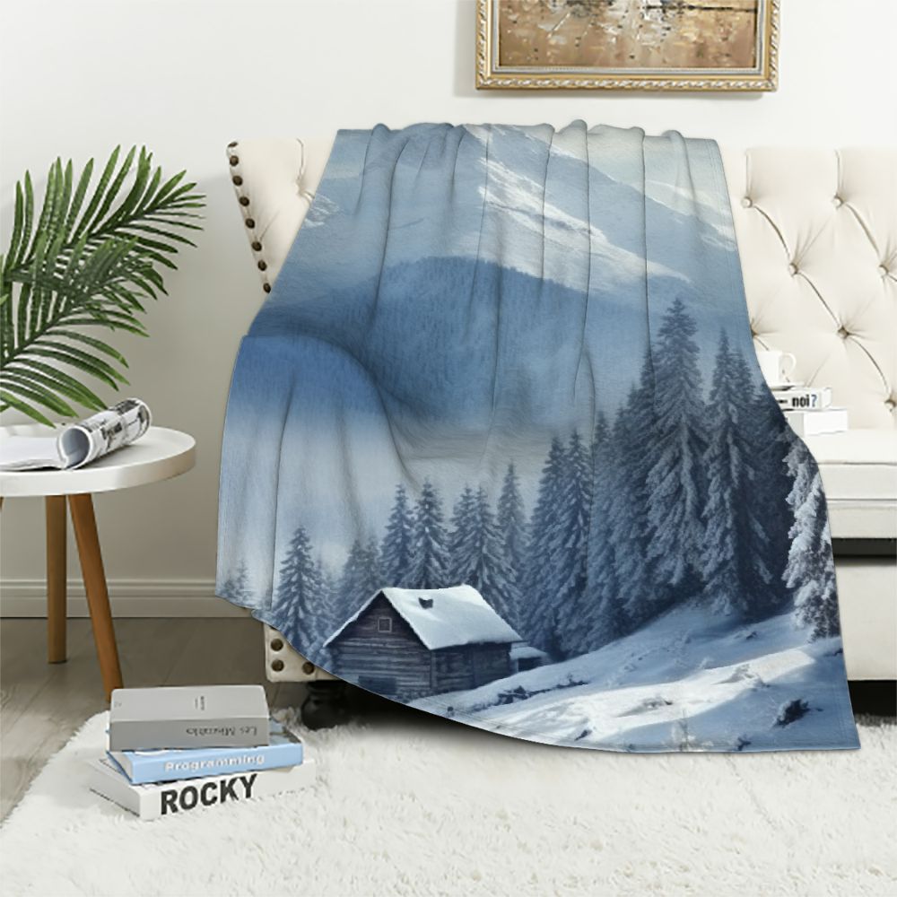 HENGT Snow Mountain Throw Blanket Winter Snow Scene Blanket 3D Cedar ...