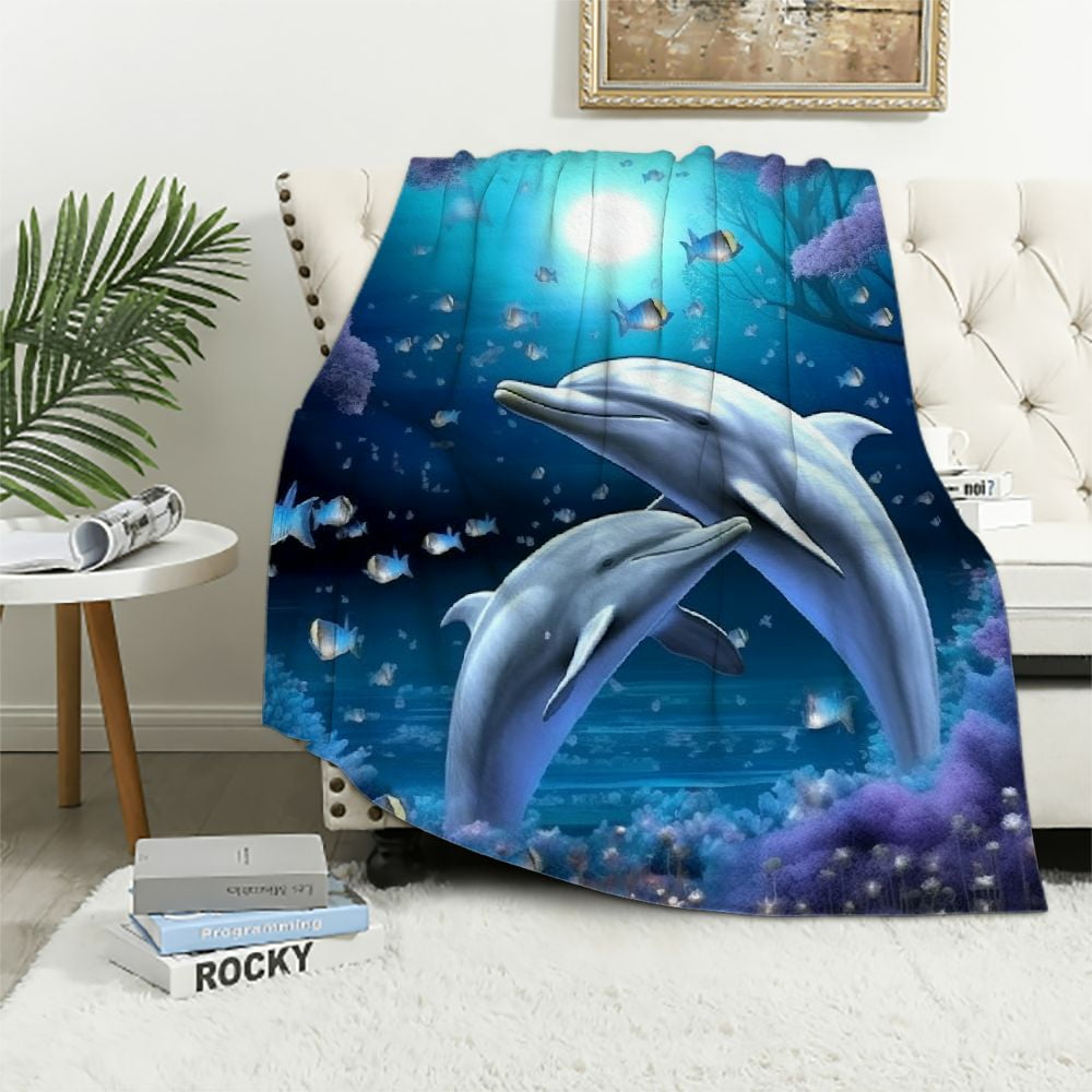 ARISTURING - Soft Blanket, Polyester, Late Night Forest Blue Whale ...