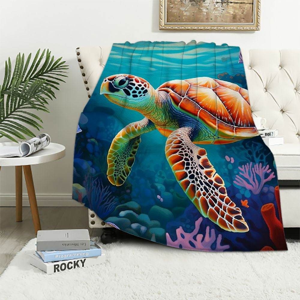 ARISTURING Soft Cozy Fleece Throw Blanket for Couch, Underwater Sea ...
