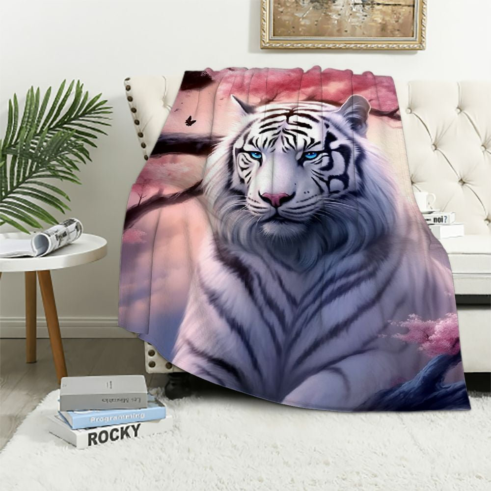ARISTURING Soft Cozy Throw Blanket for Couch, Bengal Tiger White Tiger ...