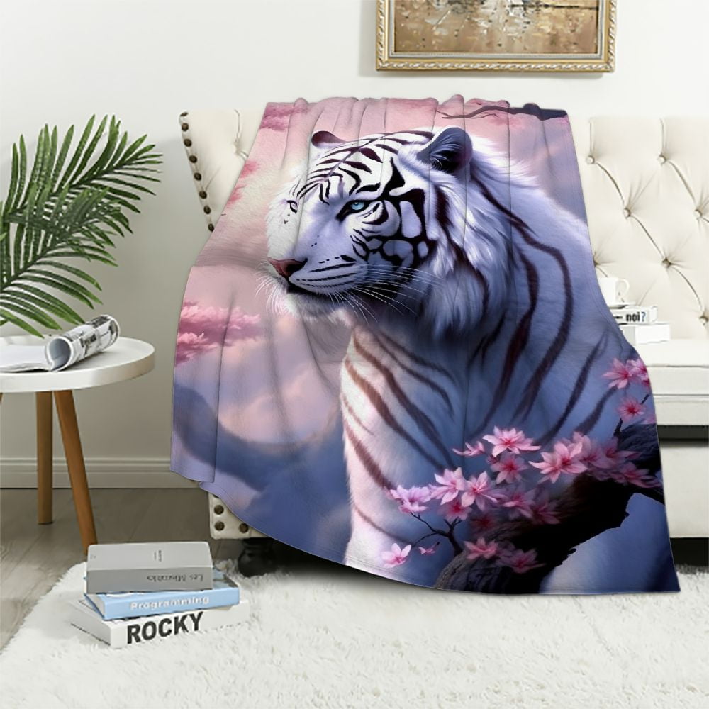 ARISTURING Soft Cozy Throw Blanket for Couch, Bengal Tiger White Tiger ...