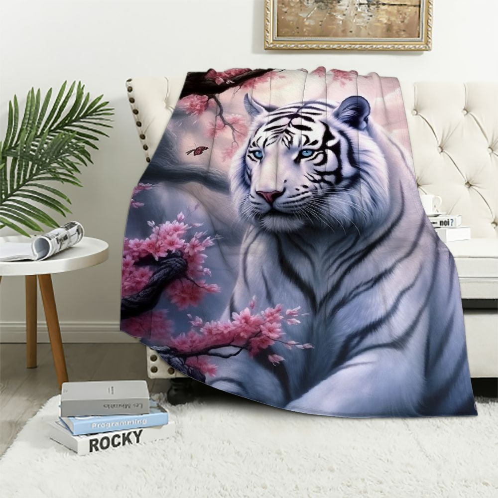 ARISTURING Soft Cozy Throw Blanket for Couch, Bengal Tiger White Tiger ...