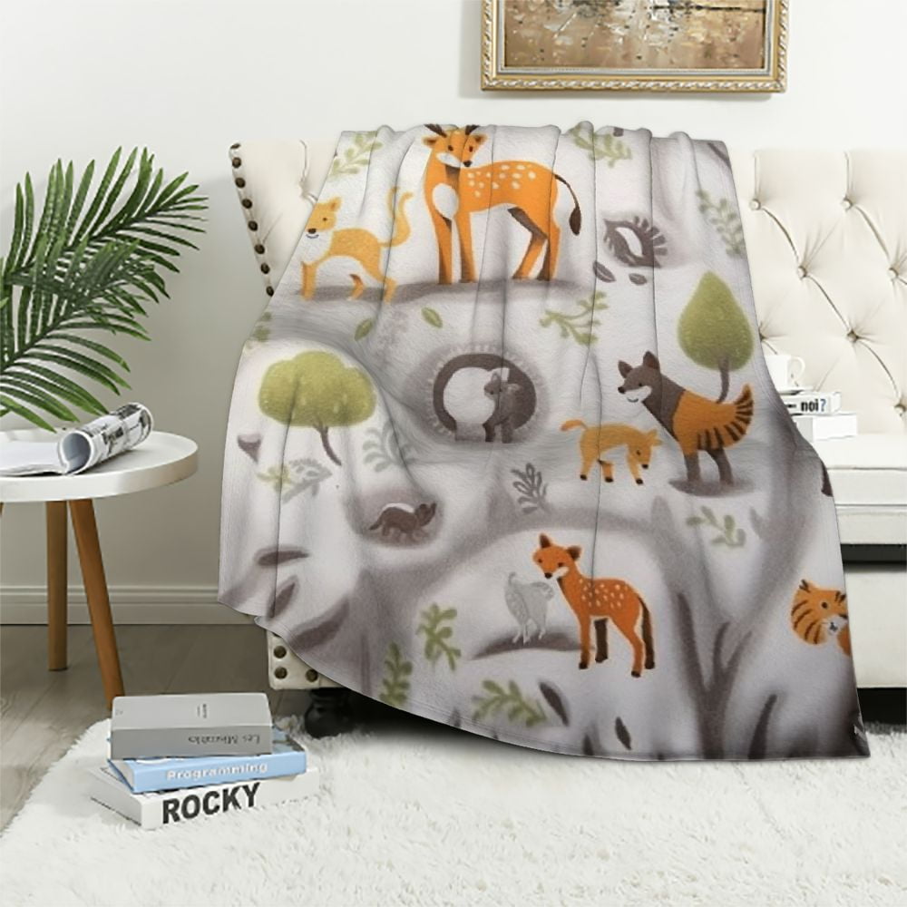 HENGT Soft Plush Fox Minky Blanket for Boys Girls Nursery Unisex with ...