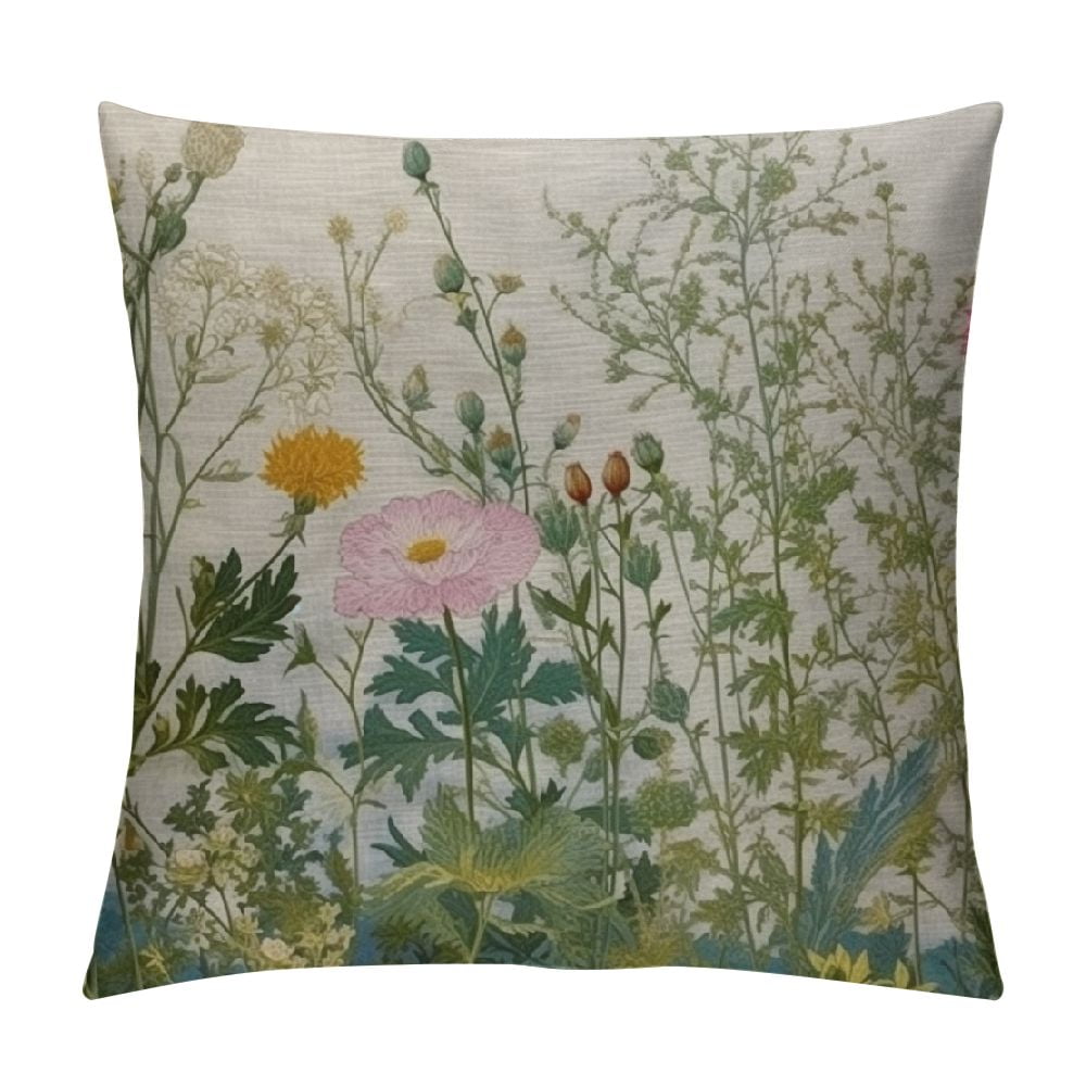 HENGT Spring Flower Pillow Covers, Sage Green Leaves Floral Throw ...