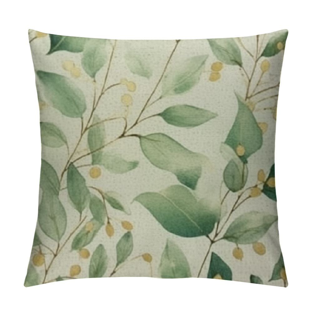 HENGT Spring Pillow Covers, Eucalyptus Leaves Decorative Throw Pillow ...