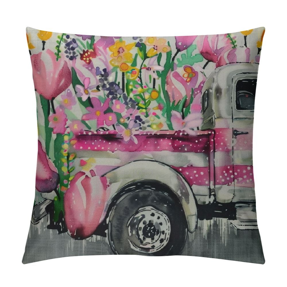 ARISTURING Spring Pillow Covers Pink Farmhouse Throw Pillowcases Tulip ...
