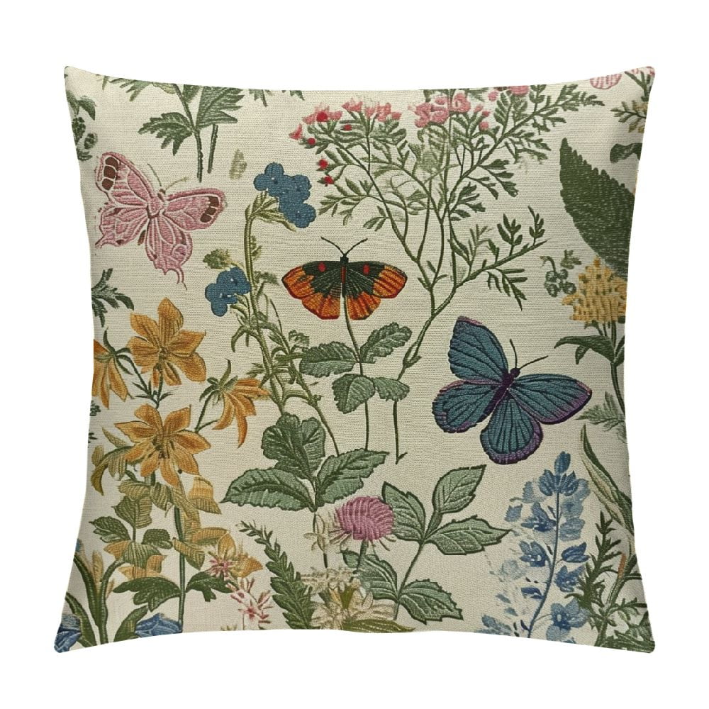 ARISTURING Spring Pillow Covers Sage Green Wild Flower Plant Throw ...