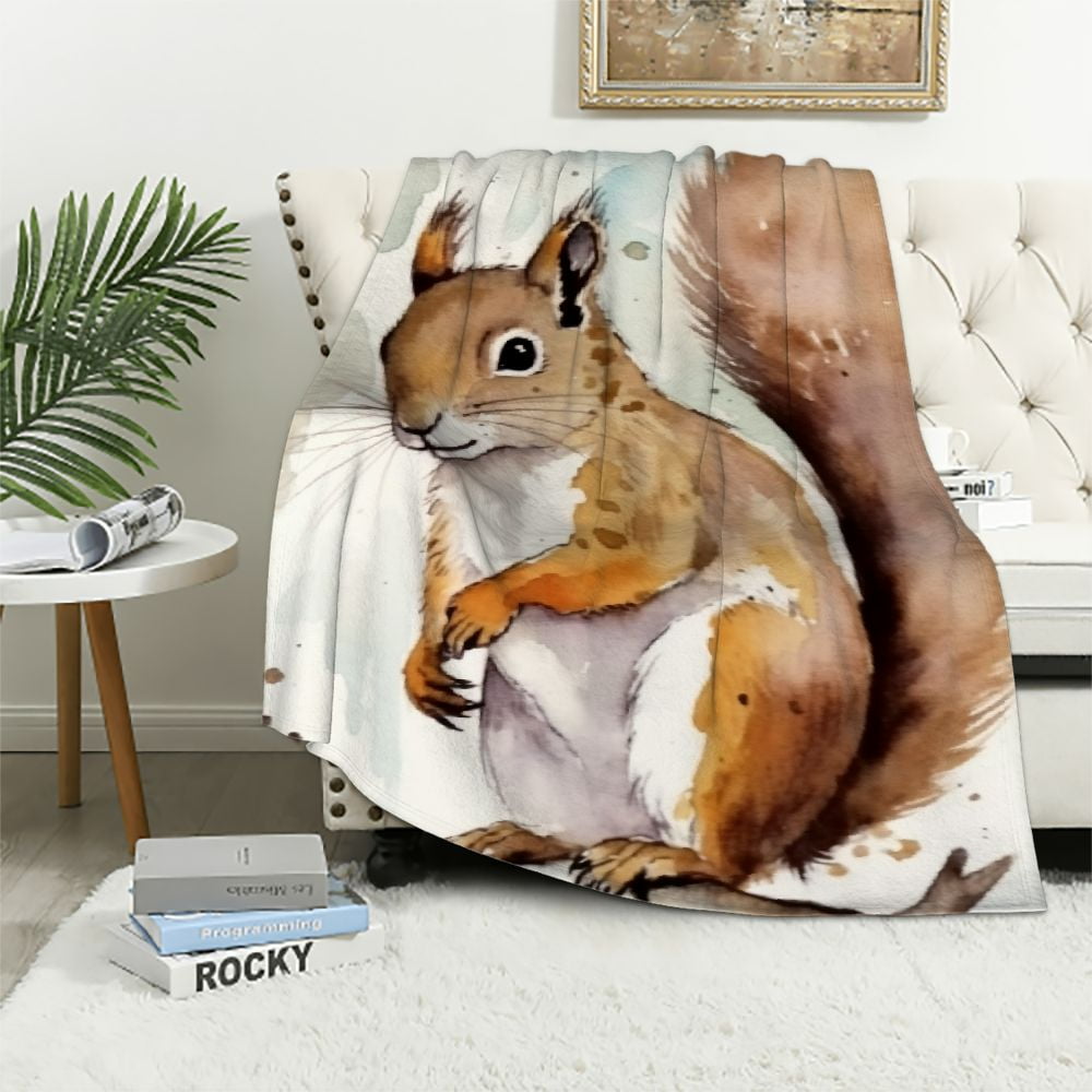 ARISTURING Squirrel Throw Blanket Watercolor Hand Drawn Nature Wild ...
