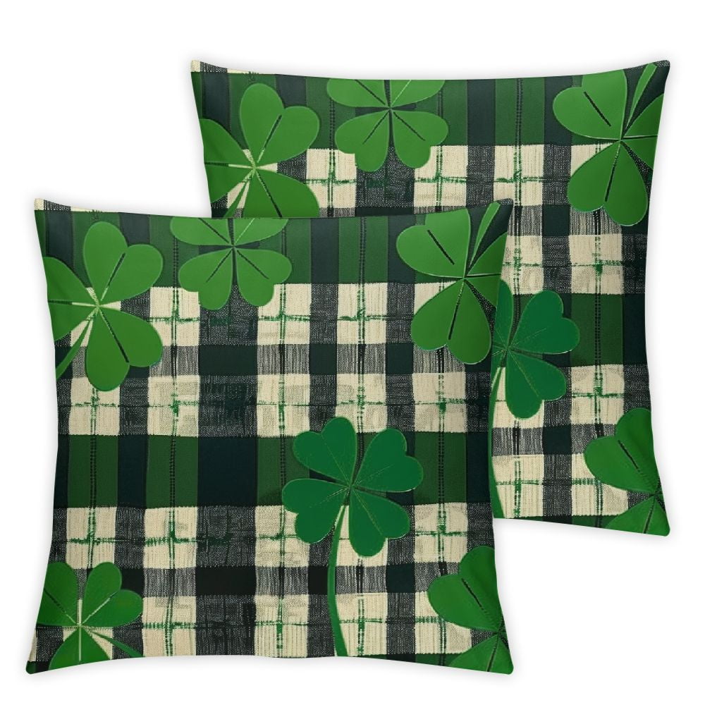 Jiayy St. Patrick’s Day Clover Throw Pillow Covers Lucky Shamrocks ...