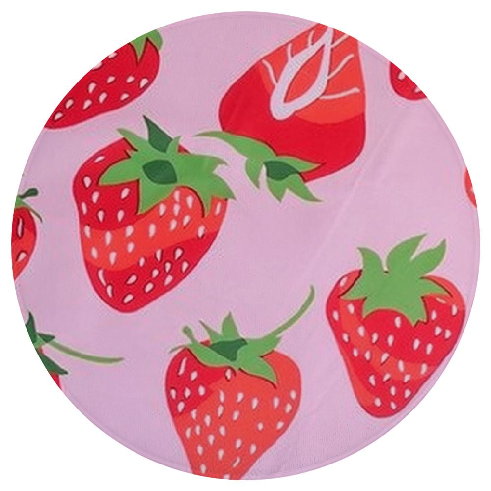 ARISTURING Strawberries Flannel Floor Mat - Round Living Room Carpet ...