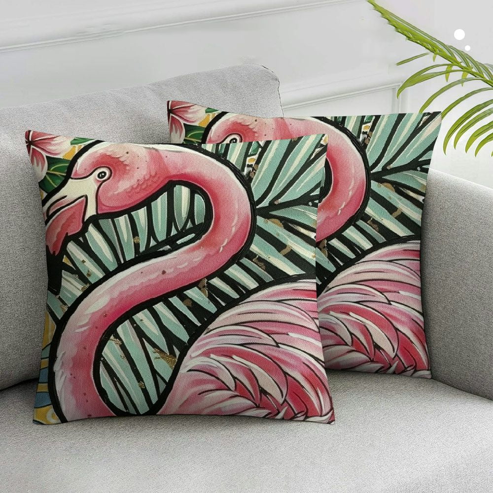 Jiayy Summer Flamingo Decorative Throw Pillow Covers, Pink Bird ...