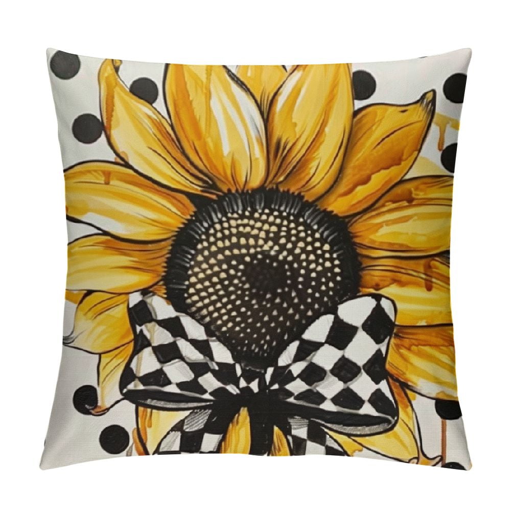 HENGT Summer Hello Sunshine Sunflower Truck Polka Dots Throw Pillow ...