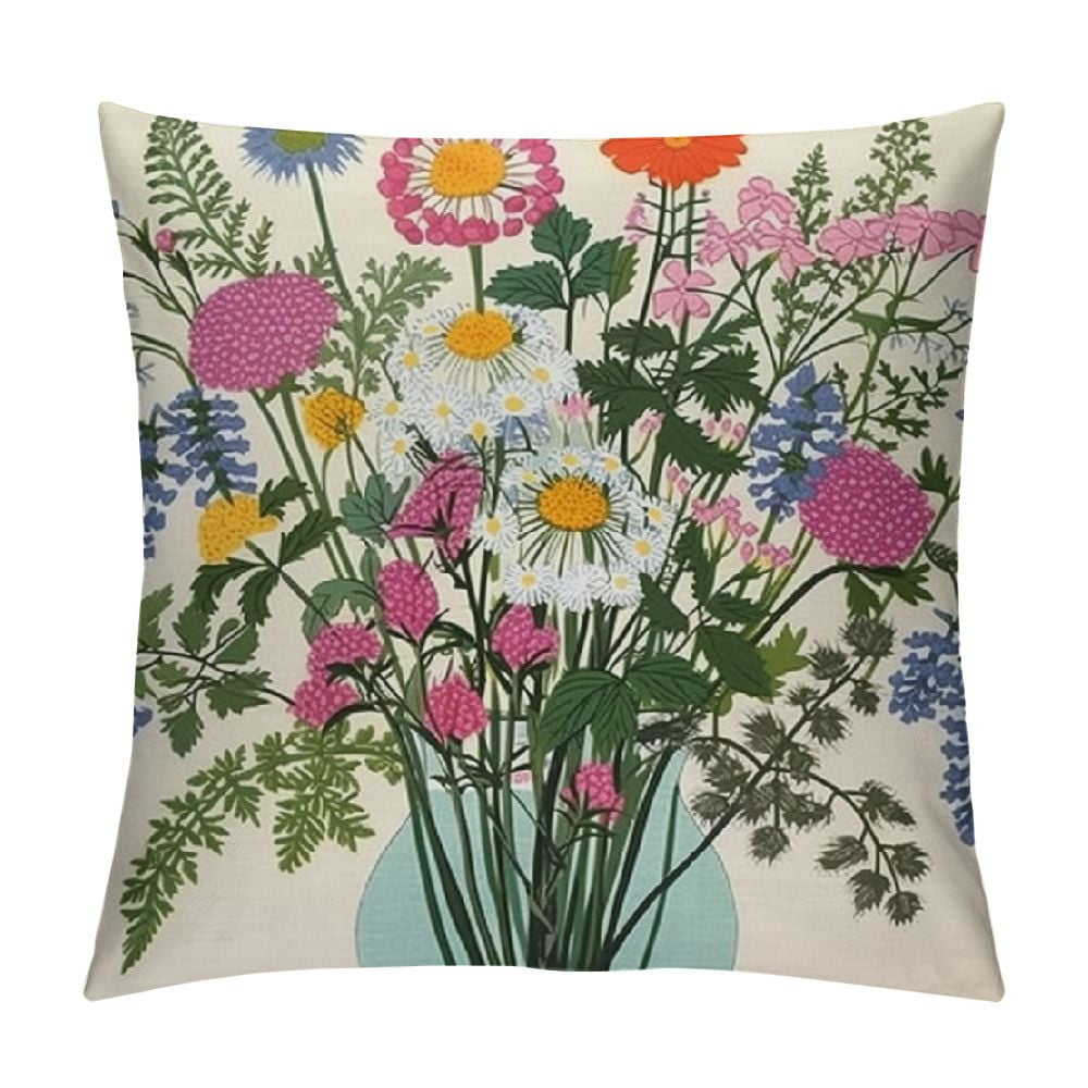 ARISTURING Summer Spring Pillow Covers Outdoor Flowers Throw Pillow ...