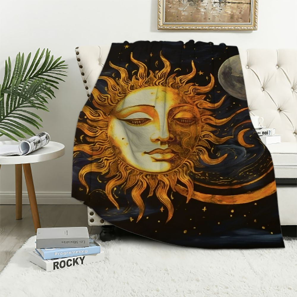 ARISTURING Sun Moon Bohemian Blanket,Sun Moon Throw Blanket,Sun Cozy ...
